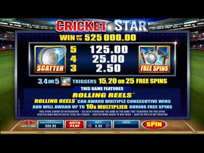 Cricket Star Slot review from MicroGaming